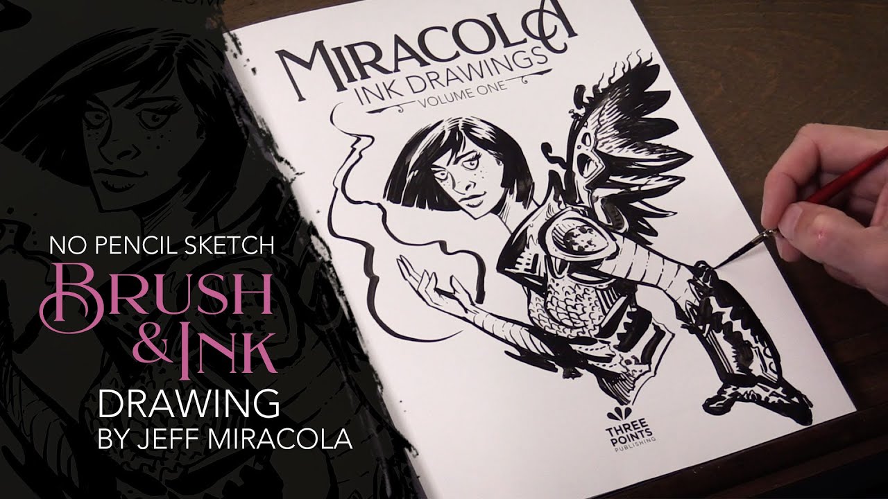 No Pencil Sketch Ink Drawing by Fantasy Artist Jeff Miracola - YouTube