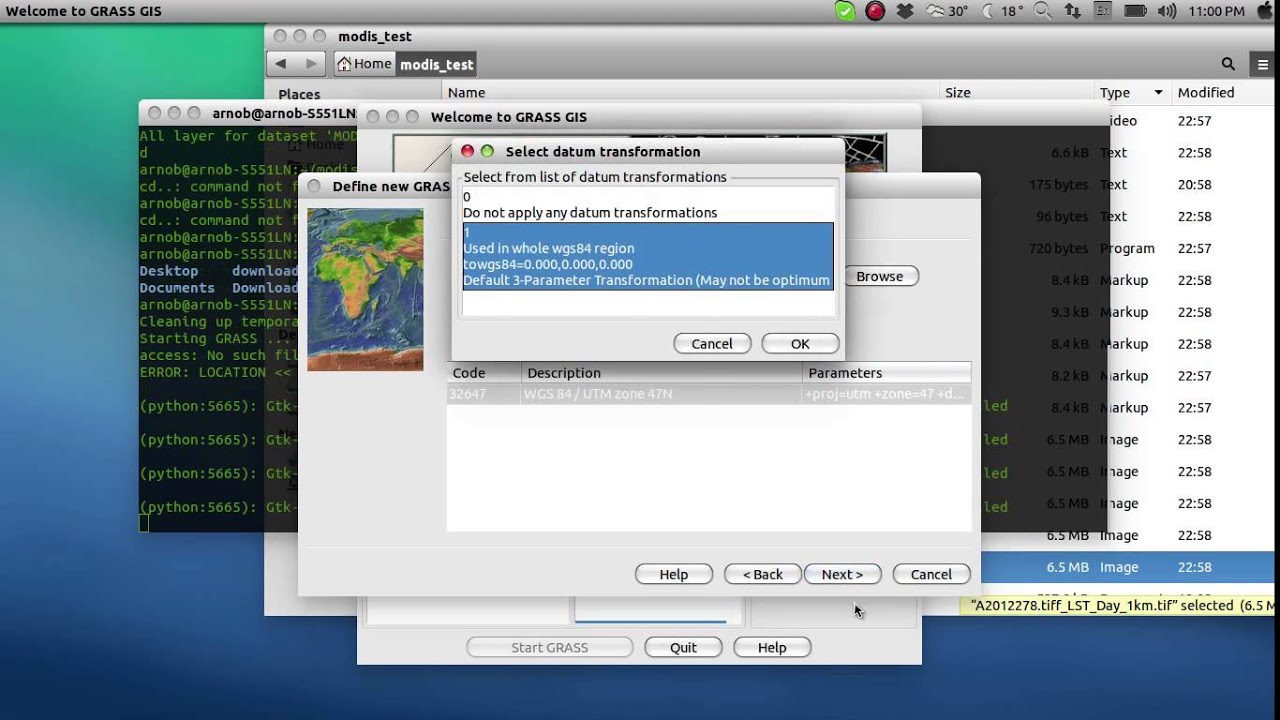 download reproject MODIS pymodis GRASS - YouTube