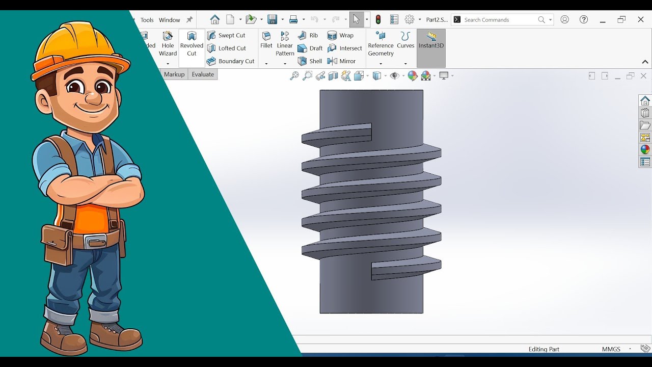Creating thread using Helix and Spiral tool in SOLIDWORKS - YouTube