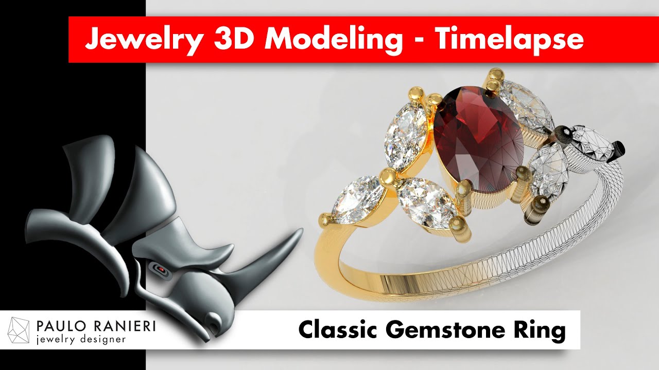 Oval Gemstone Classic Ring - Timelapse #3dmodeling #3dprinting #gemstone #jewelry #diamond # ...