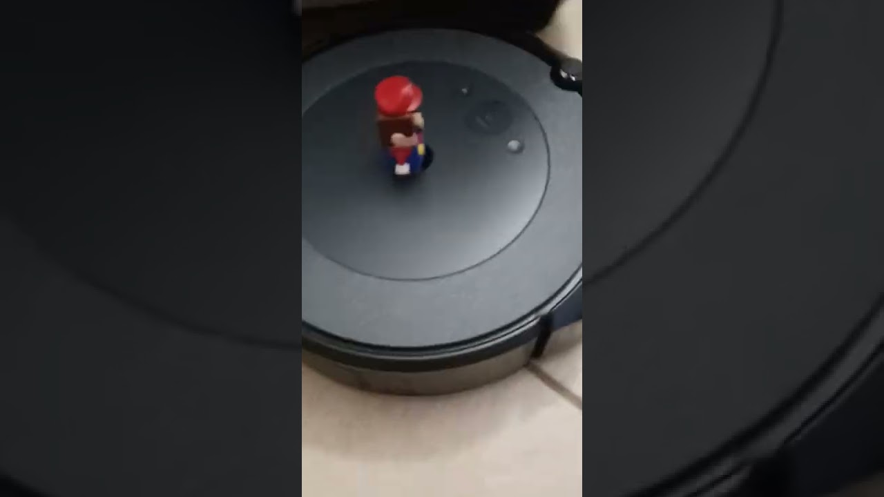 Lego mario takes a ride on roomba (irobot i3) #lego #mario - YouTube