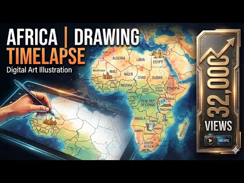 Drawing the flag map of Africa | Timelapse | By Karthik MS's Art World | #86.