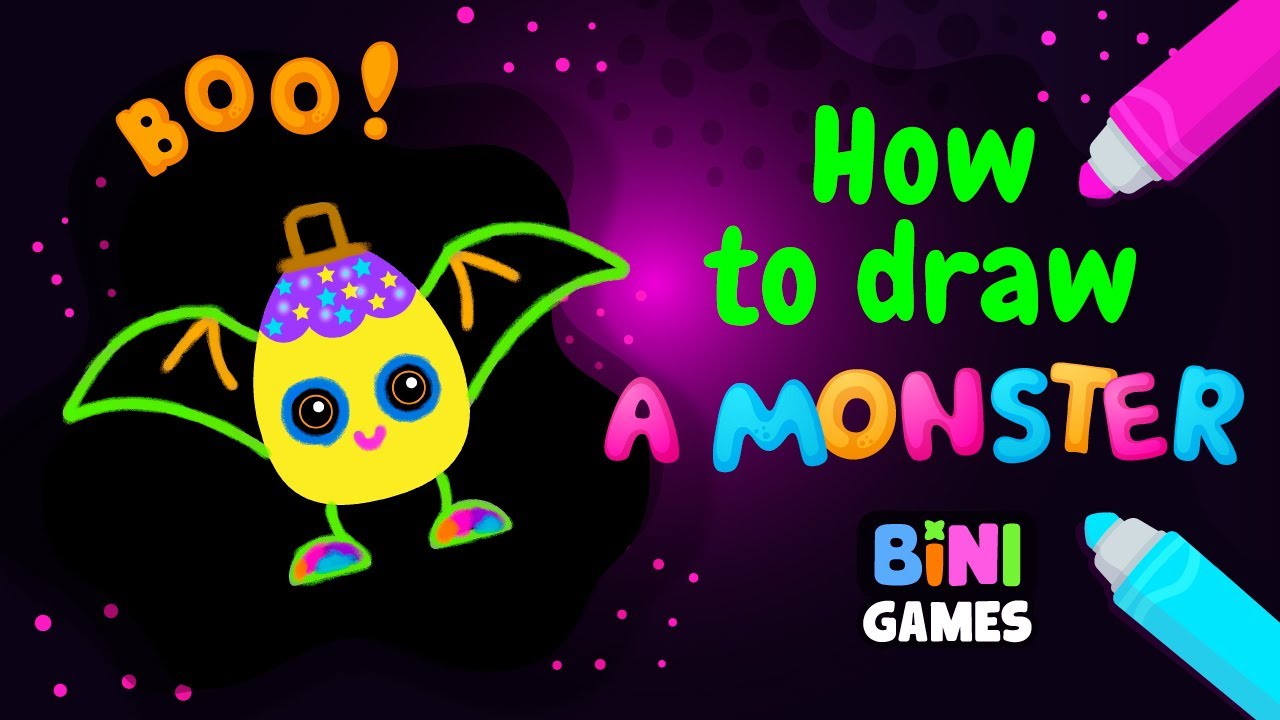 Halloween | How to draw a monster - YouTube