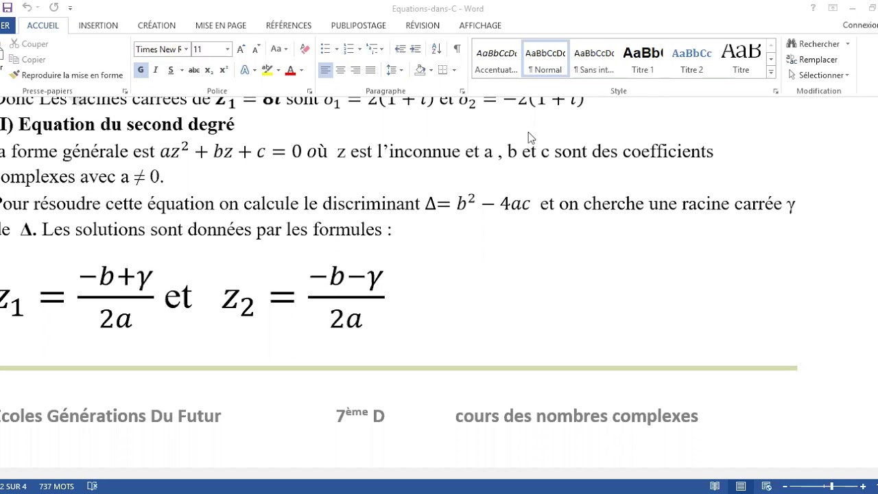 Equations dans C - YouTube