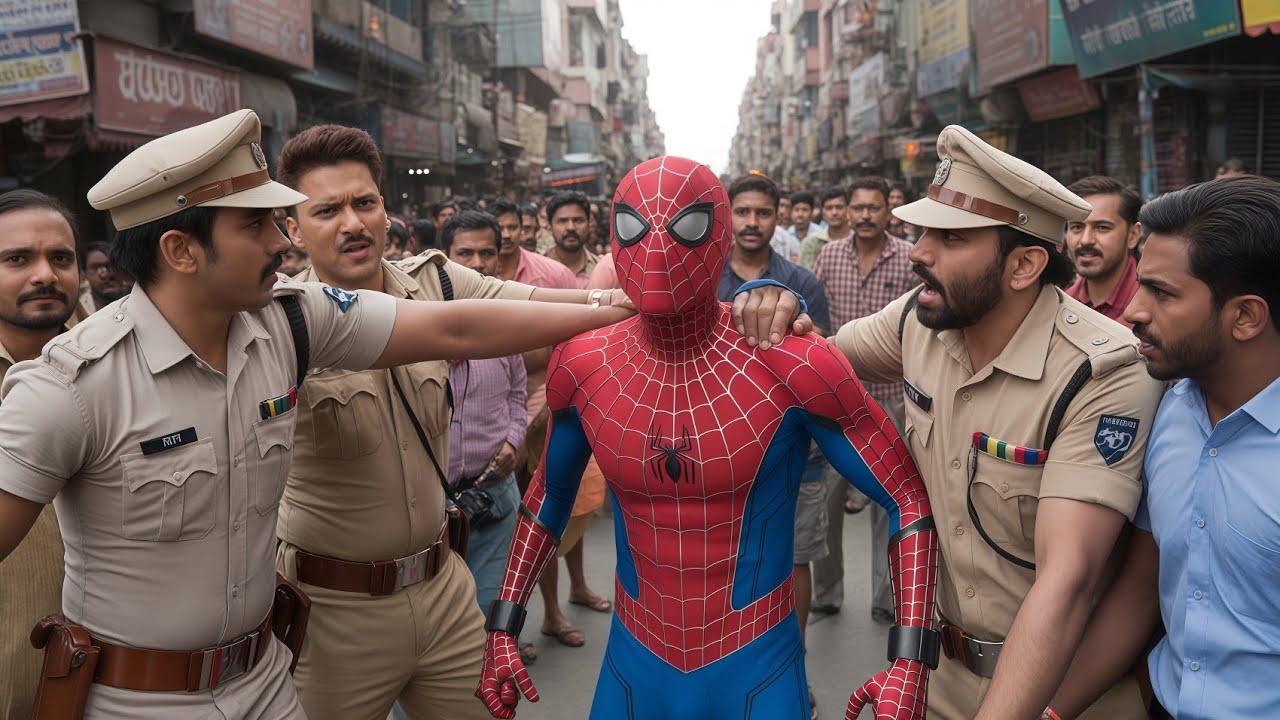 Spider man got arrested by Indian police 😲😭😭| spiderman #spiderman # ...