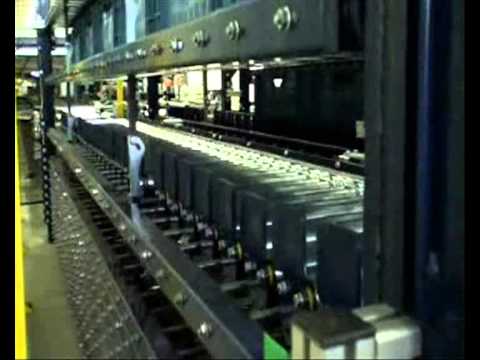 Multiple buffer to single palletizing system - YouTube