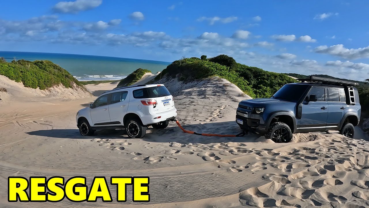 RESGATE- TRAILBLAZER V6 PUXANDO LAND ROVER DEFENDER ATOLADA NA DUNA ...