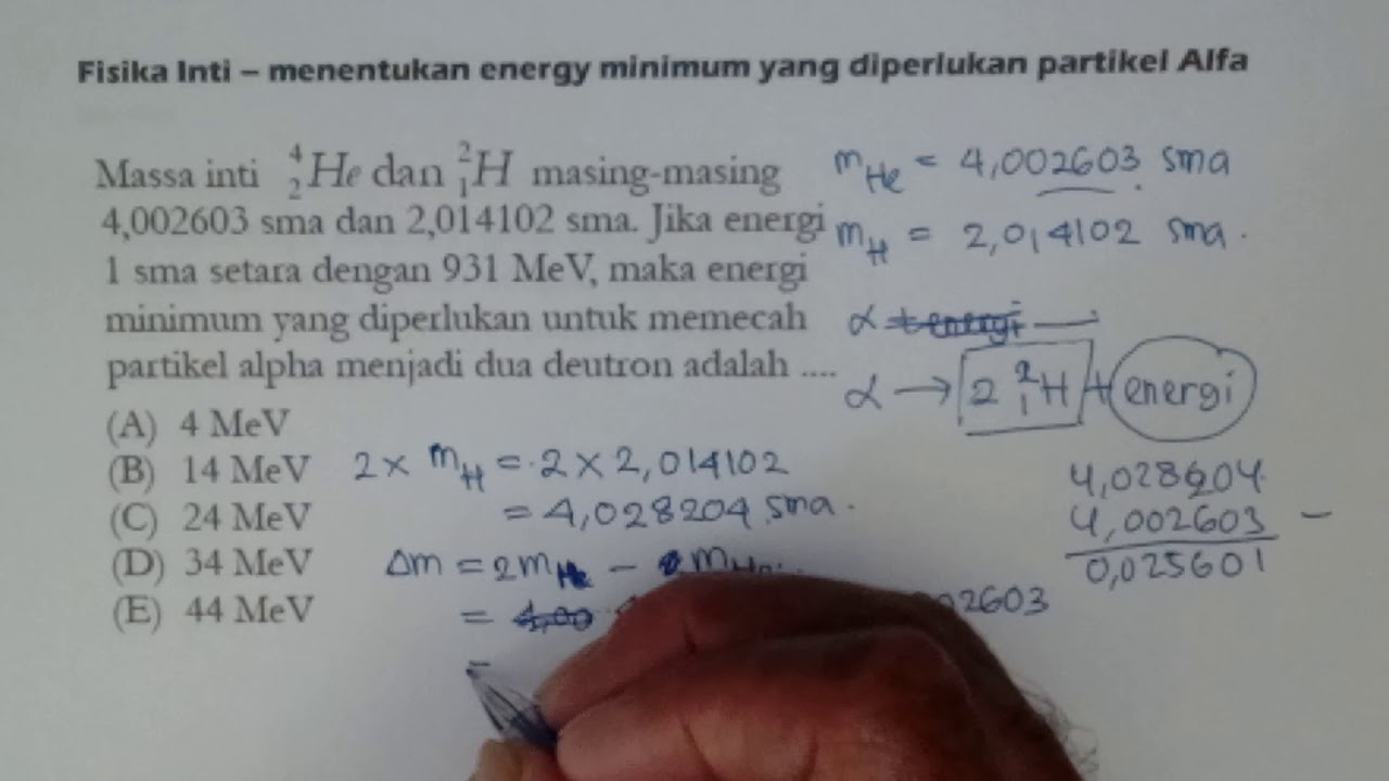 Tutorial Fisika Inti (4) menentukan energi untuk memecah partikel Alfa ...