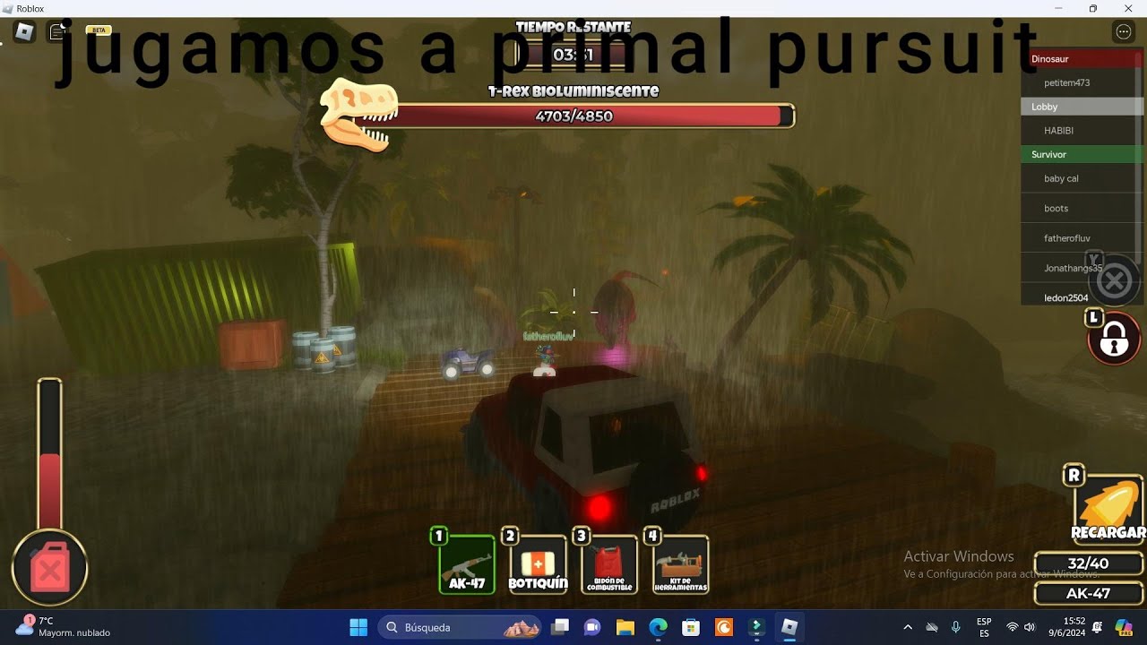 juego en roblox a primal pursuit y cosejos del juego - YouTube