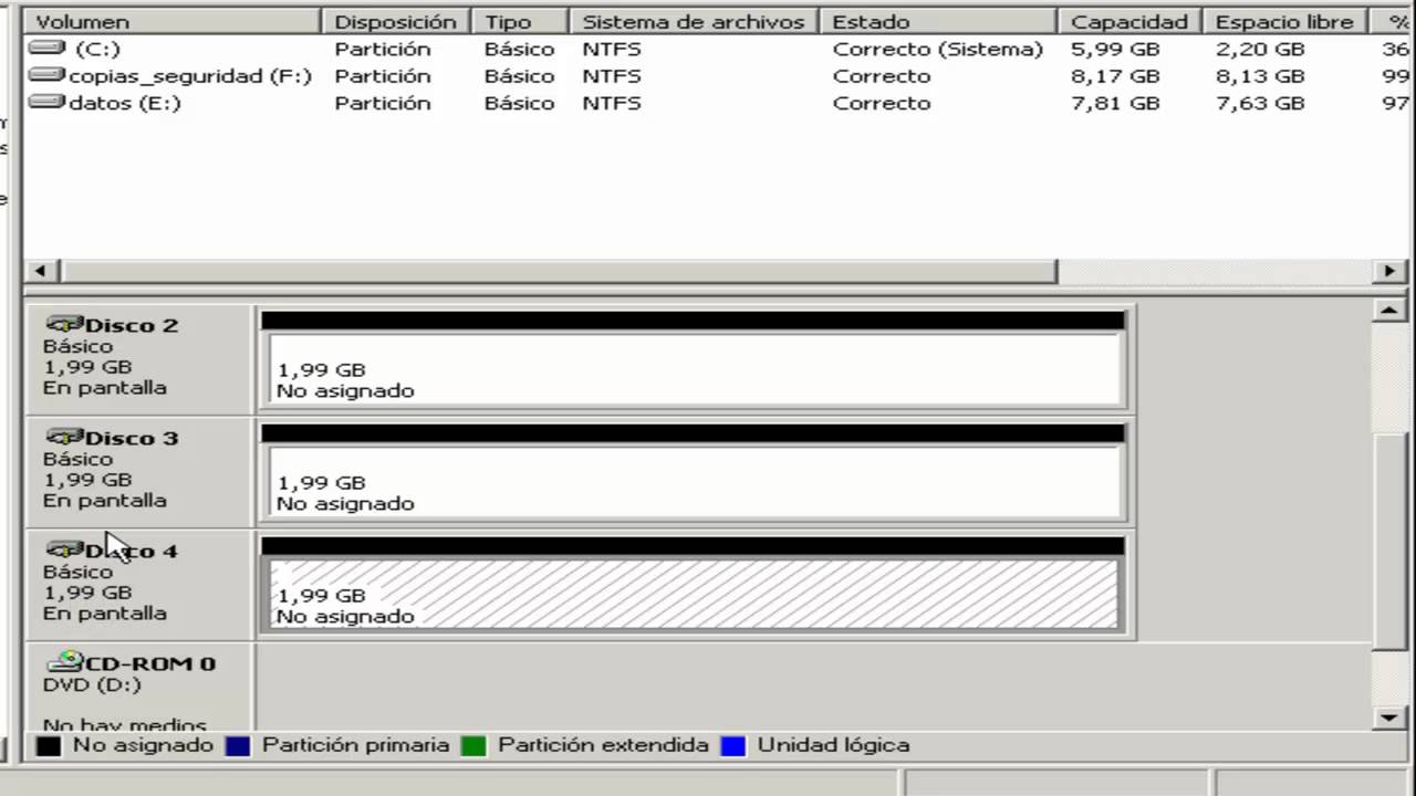 Windows Server 2003 - Convertir un disco básico en disco dinámico - YouTube