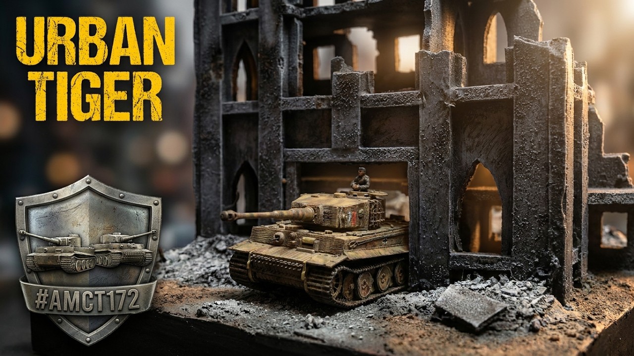 💥🏢🔥🏚 1/72 scale Large Damaged Building model & WW2 German Tiger Tank on ...