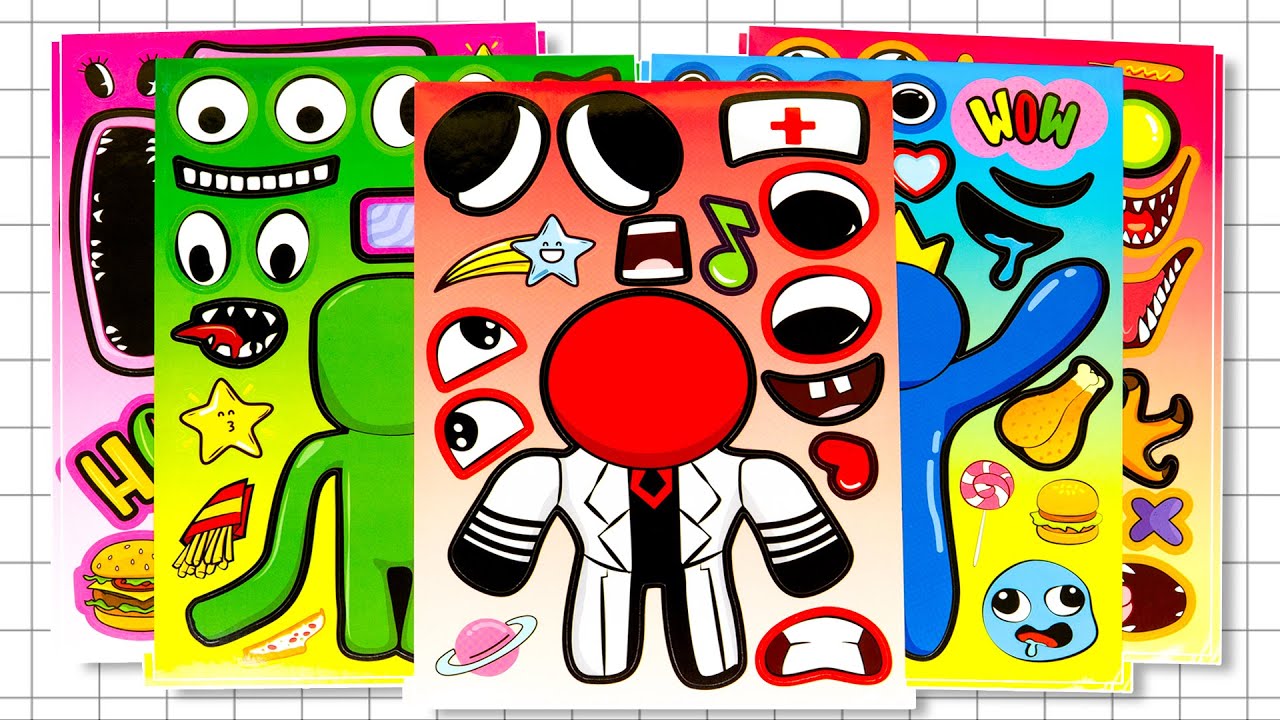 RAINBOW FRIENDS STICKER BOOK MAKEOVER 🌈 | FUN WITH BLUE, GREEN, ORANGE ...