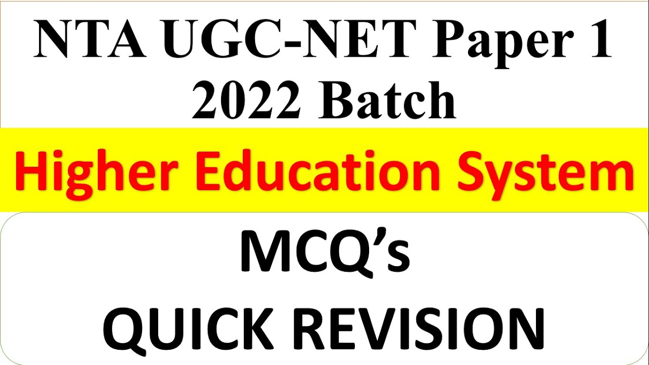 NTA UGC NET Paper 1 2022 Batch || Higher Education System || MCQ’s ...