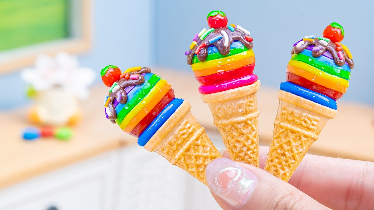 🍫Chocolate Ice Cream 🍫🍧 How To make Miniature Ice Cream Cone Recipe ...