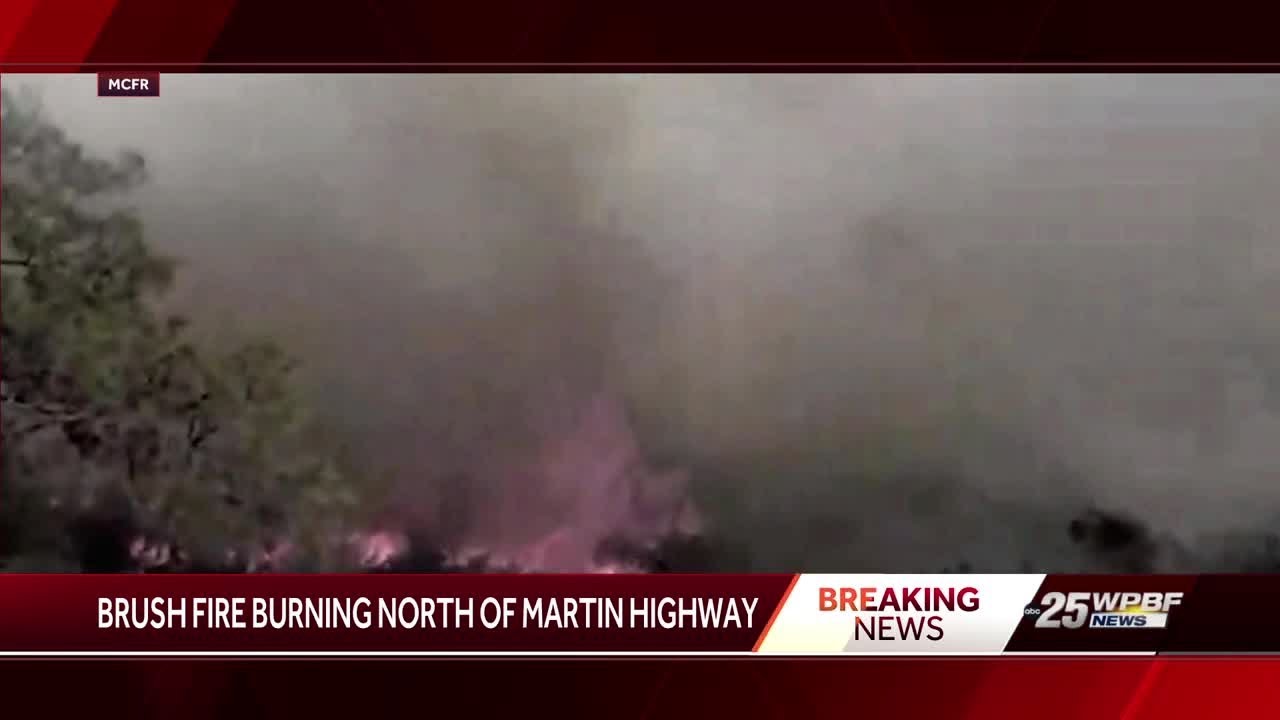 First responders attack brush fire in Martin County - YouTube
