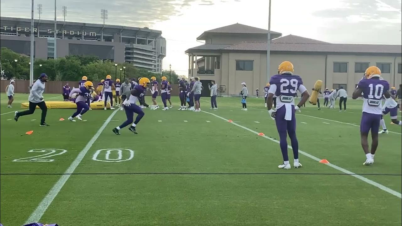LSU cornerbacks in footwork drill on third day of 2023 spring practice ...