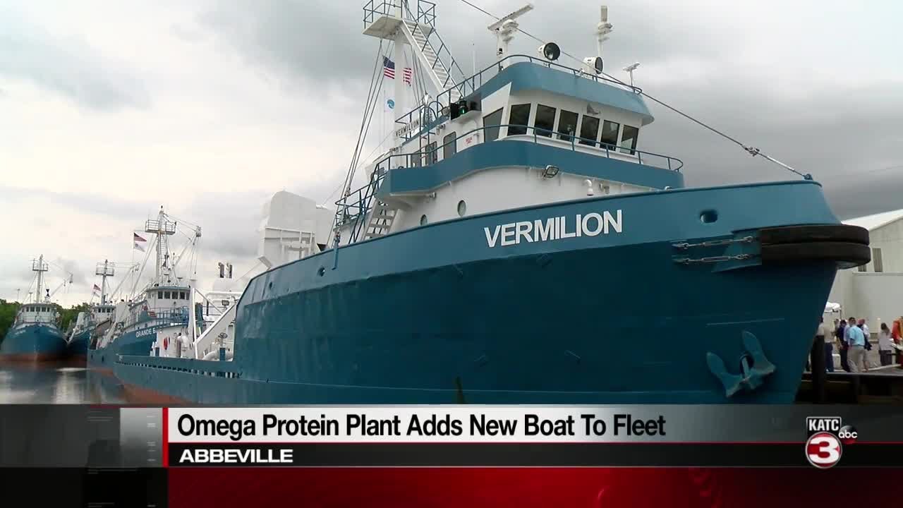 Omega Protein launches largest vessel in Louisiana, F/V Vermilion - YouTube