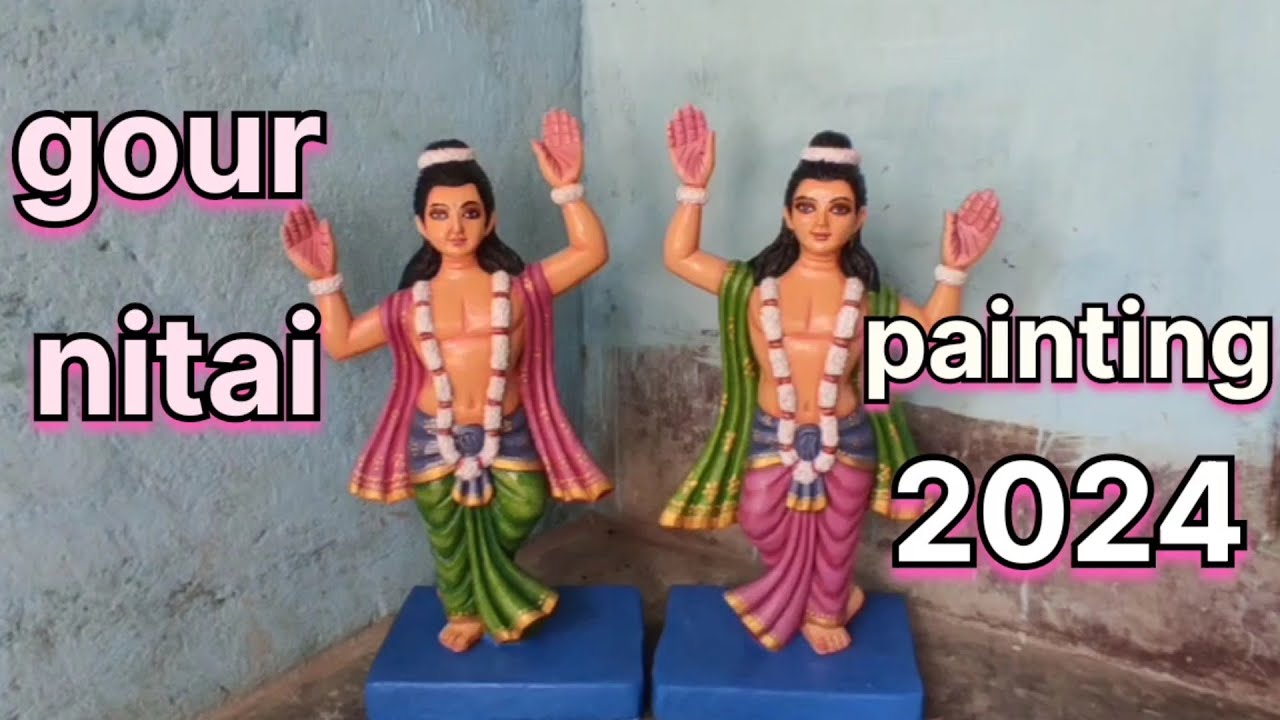 how to paint gour nitai idol#gour nitai cement idol painting#gour nitai. - YouTube