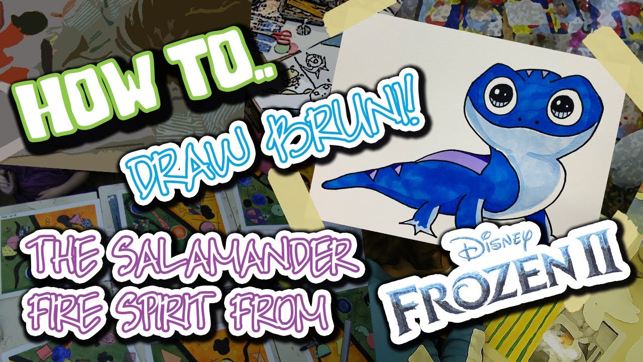 How to draw Bruni the Salamander from Frozen 2 - YouTube
