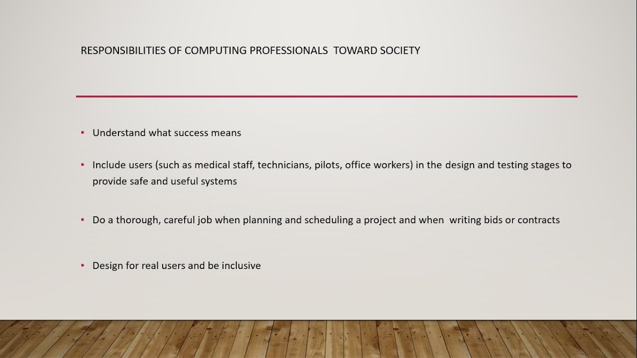 Responsibilities of computing professionals toward society - YouTube