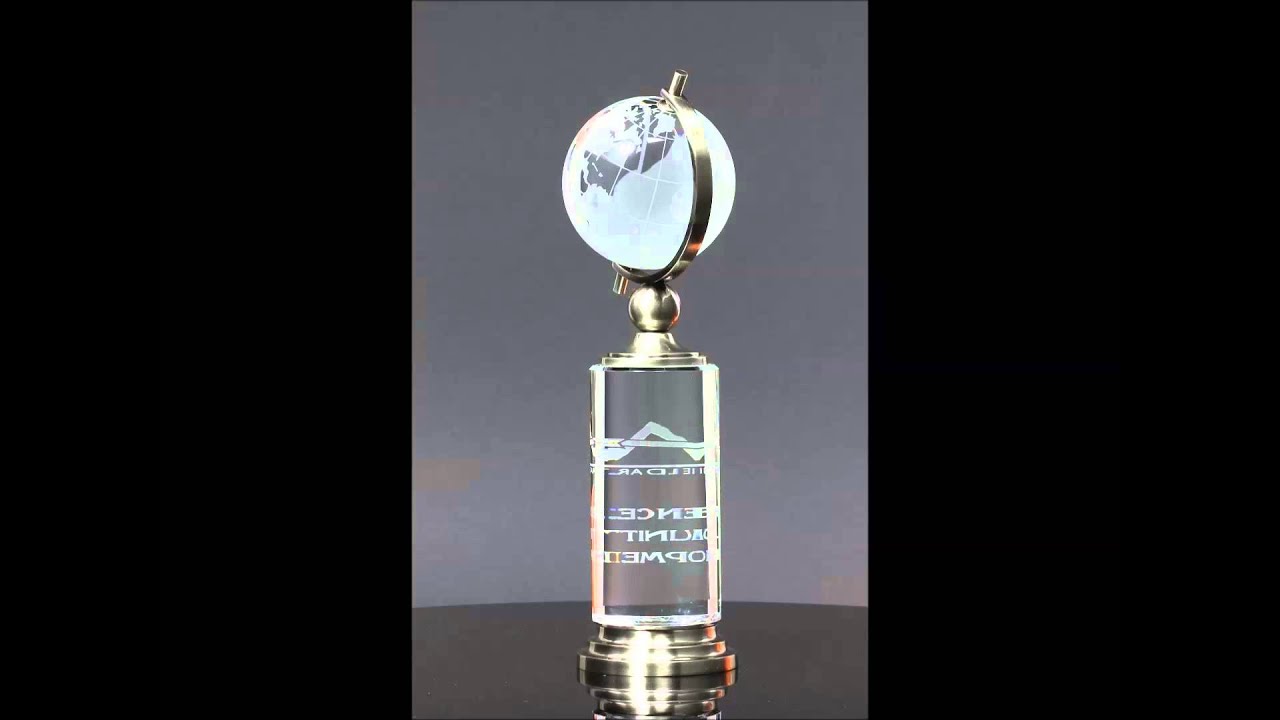 Crystal Glass Cylinder Globe Award Trophy 7A - AsapAwards.com - YouTube