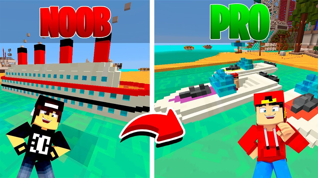 Minecraft NOOB vs PRO - MINIATURE MODEL BOATS!! - YouTube