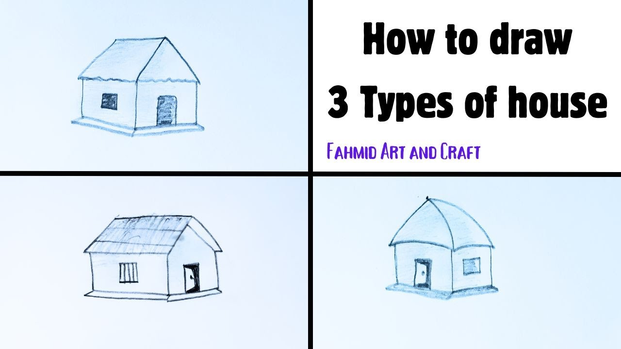 How to draw house🛖 3 Types of house drawing. Easy house drawing. - YouTube