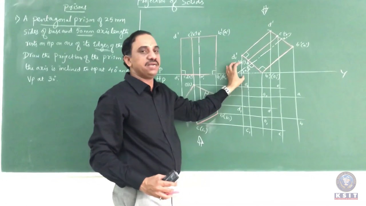 Projection of Solids(PRISMS) Engineering Graphics VTU - YouTube