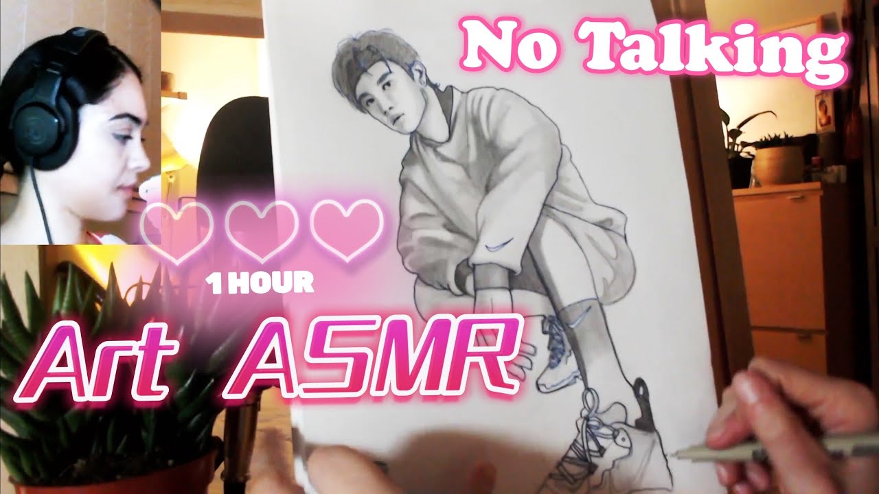 Drawing ASMR| No Talking| 1 Hour| Lead, Graphite, Eraser and Pen Sounds ...