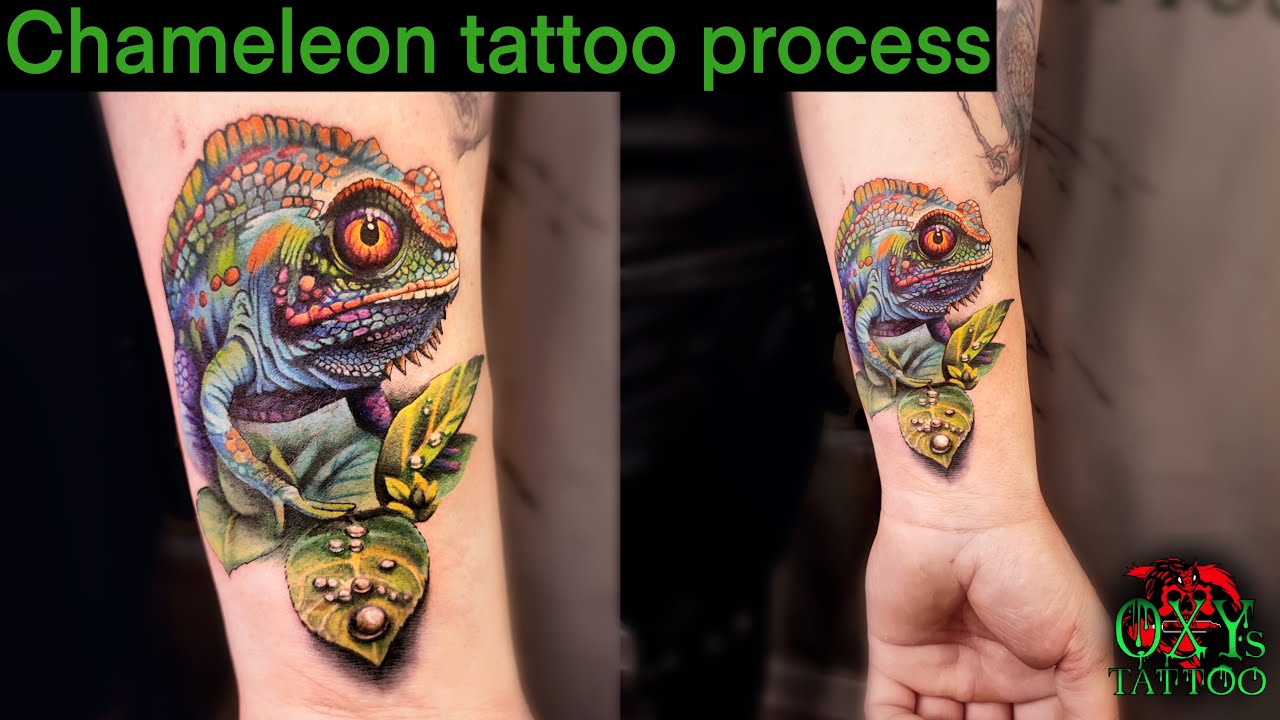 Colorful Chameleon Tattoo