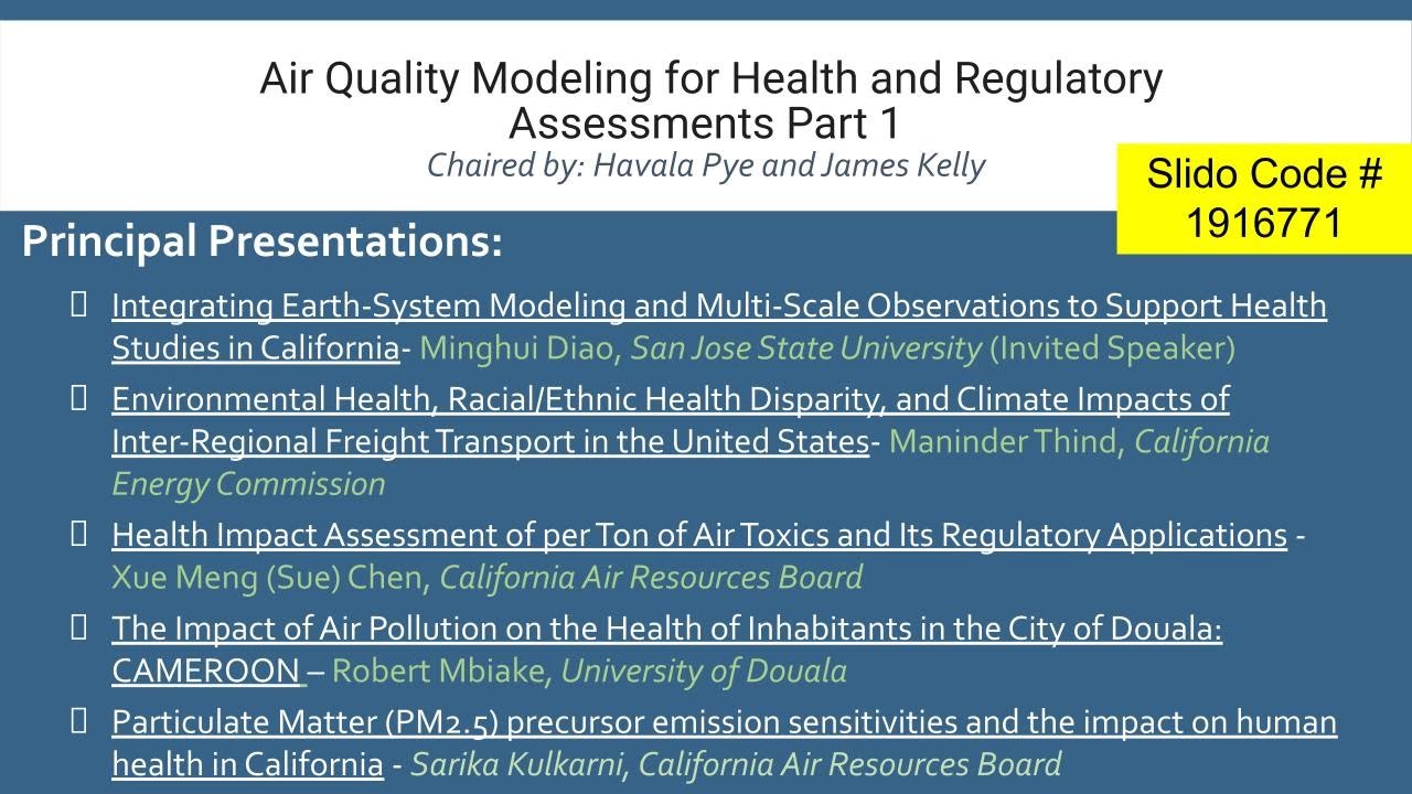 Air Quality Modeling for Health and Regulatory Assessments Part 1 ...