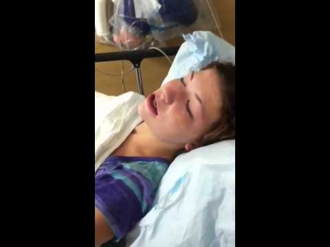 Girl tripping after surgery