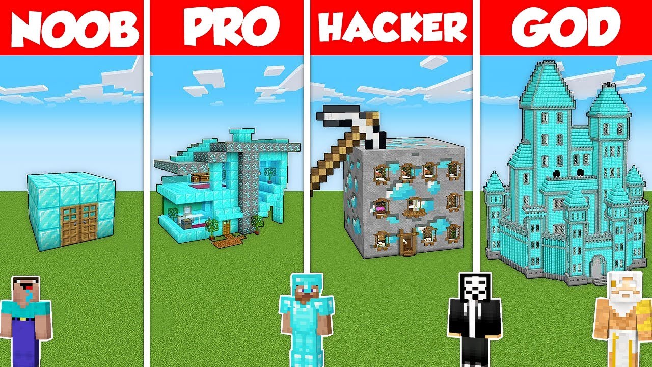 SECRET DIAMOND HOUSE BUILD CHALLENGE - Minecraft Battle: NOOB vs PRO vs ...