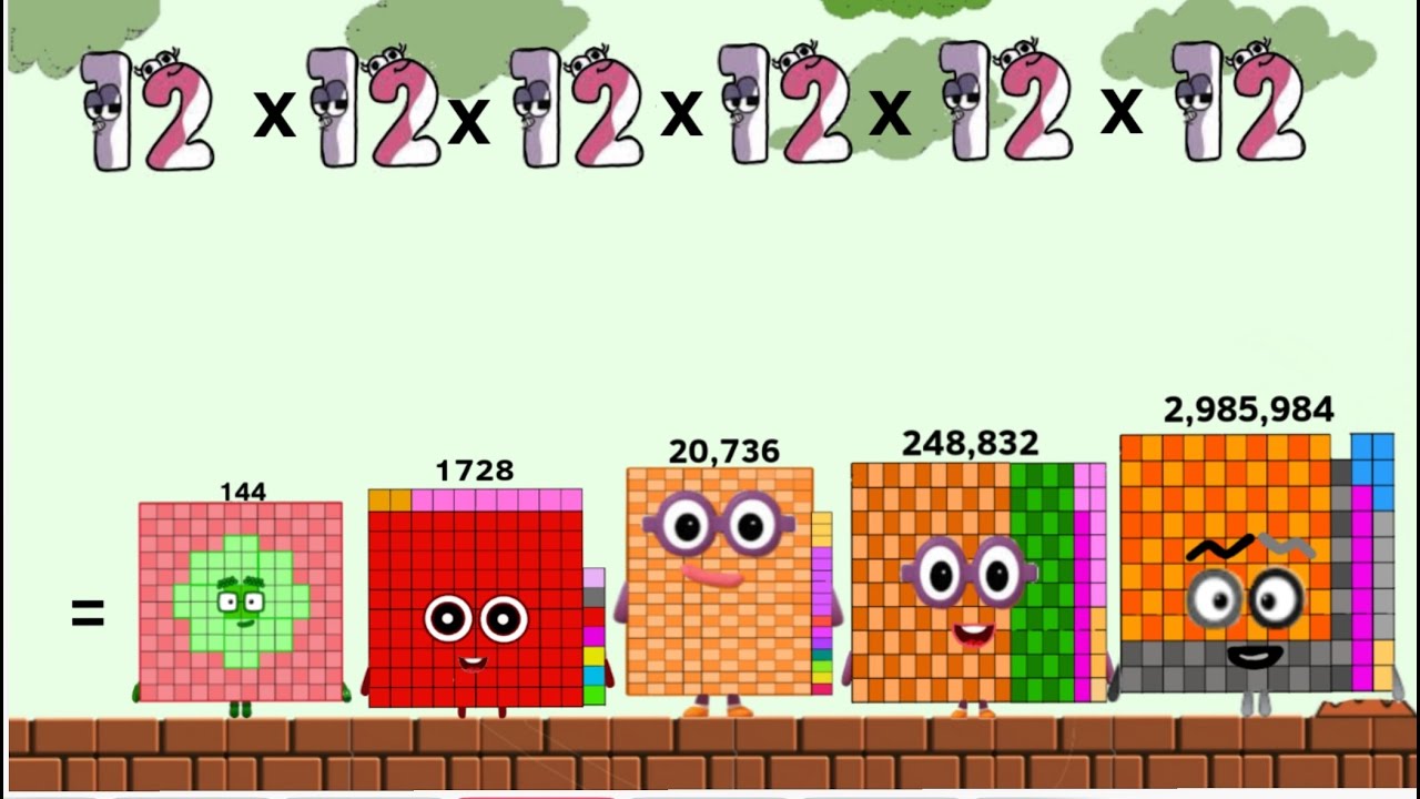 Numberblocks 12 in addition count, times and divided in 3 levels - YouTube