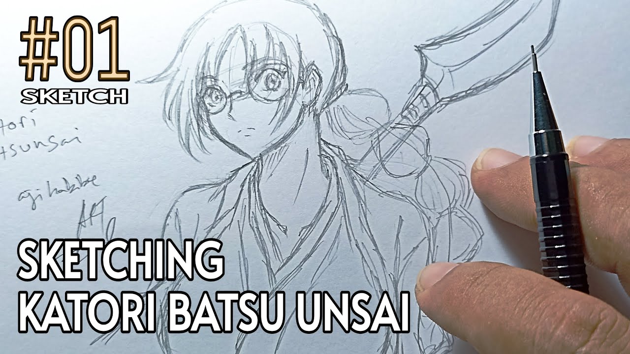 Drawing Katori Batsu Unsai (Part 1 Sketching) Bleach Gotei 13 - YouTube