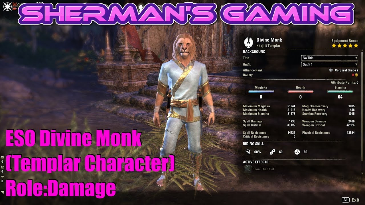 ESO Divine Monk (Templar Character) Role:Damage - YouTube