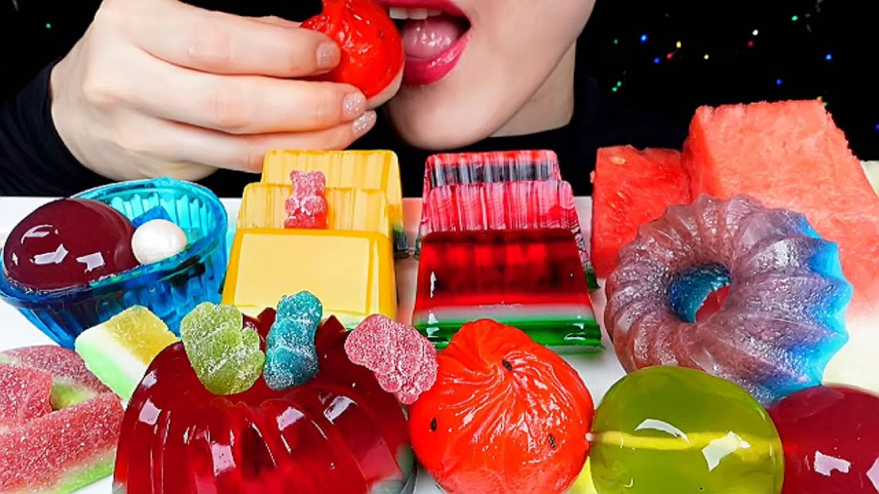 ASMR 수박디저트 먹방 * WATERMELON DESSERT * Jelly, Watermelon, Kohakuto, Rice ...