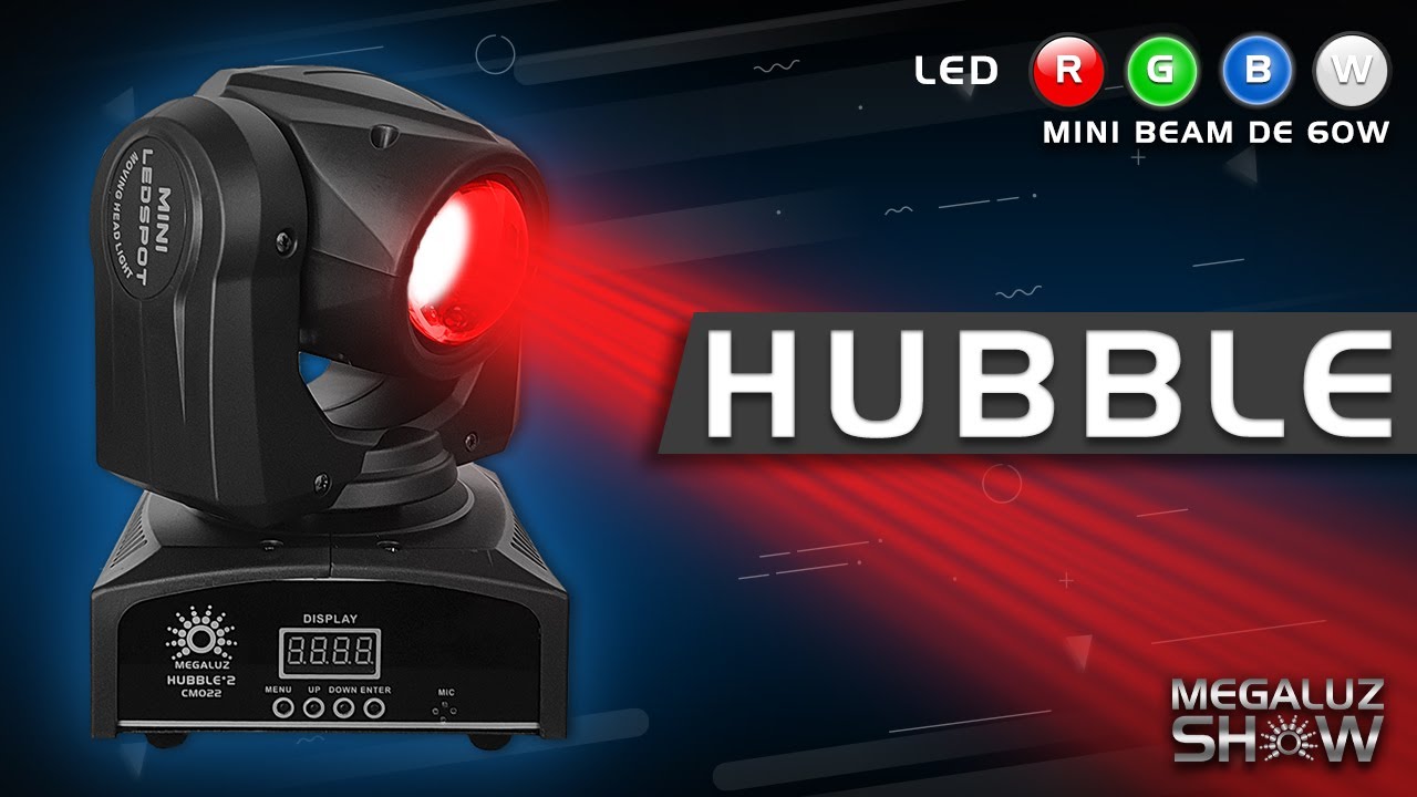 MEGALUZ Show│ HUBBLE. MINI CABEZA MÓVIL TIPO BEAM RGBW DE 60W - YouTube