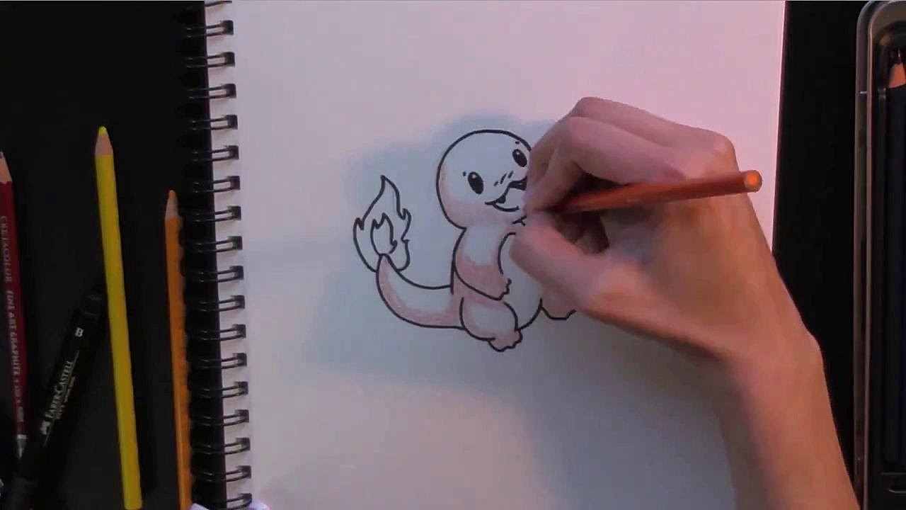Drawing Chibi Charmander from Pokemon - Artist Rage - YouTube