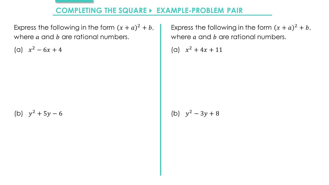 Quadratics » 3.1 Completing the Square » Example (A-Level Maths) - YouTube