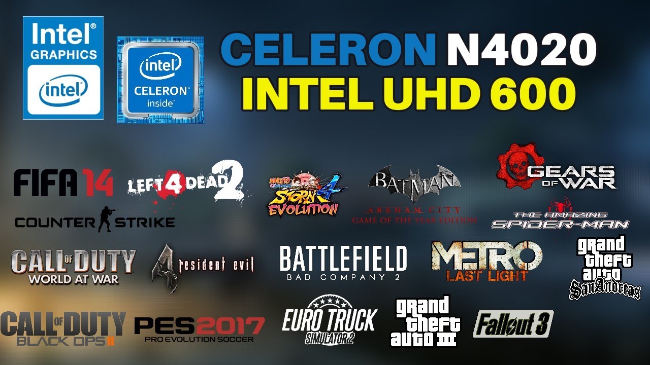 Celeron N4020 | Intel UHD 600 | Test en 32 juegos 2025 - YouTube