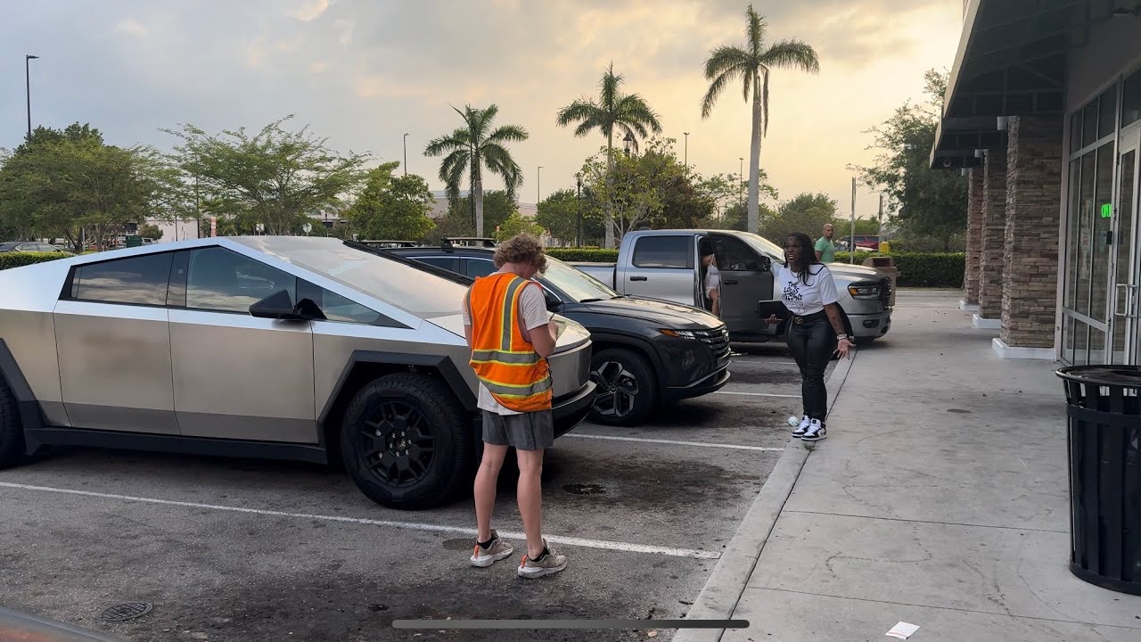 WE GAVE CYBERTRUCK TICKET IN HOOD.. GOES WRONG 😱 (SHE FREAKED OUT) MUST ...