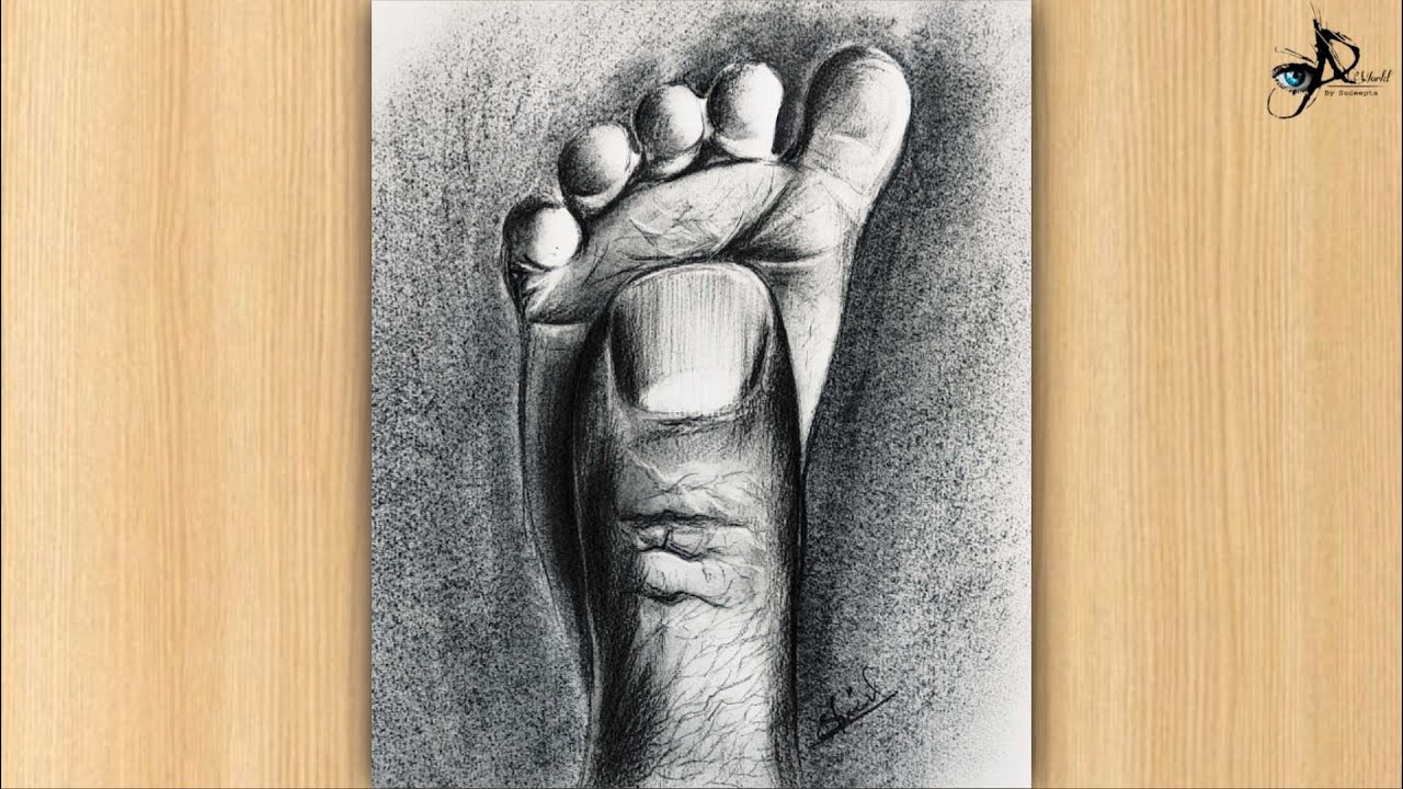 How to draw Hyper Realistic Foot Sketch | Charcoal Drawing Tutorial ...