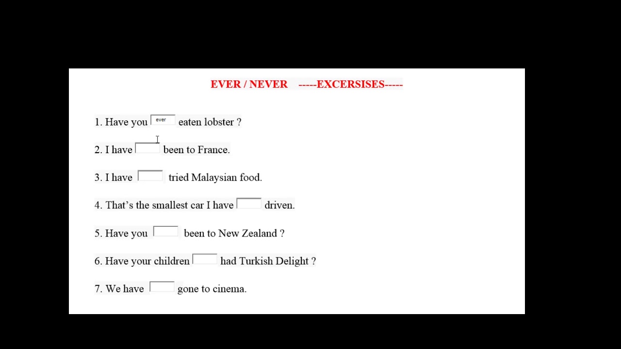 EVER / NEVER --EXERCISES - YouTube