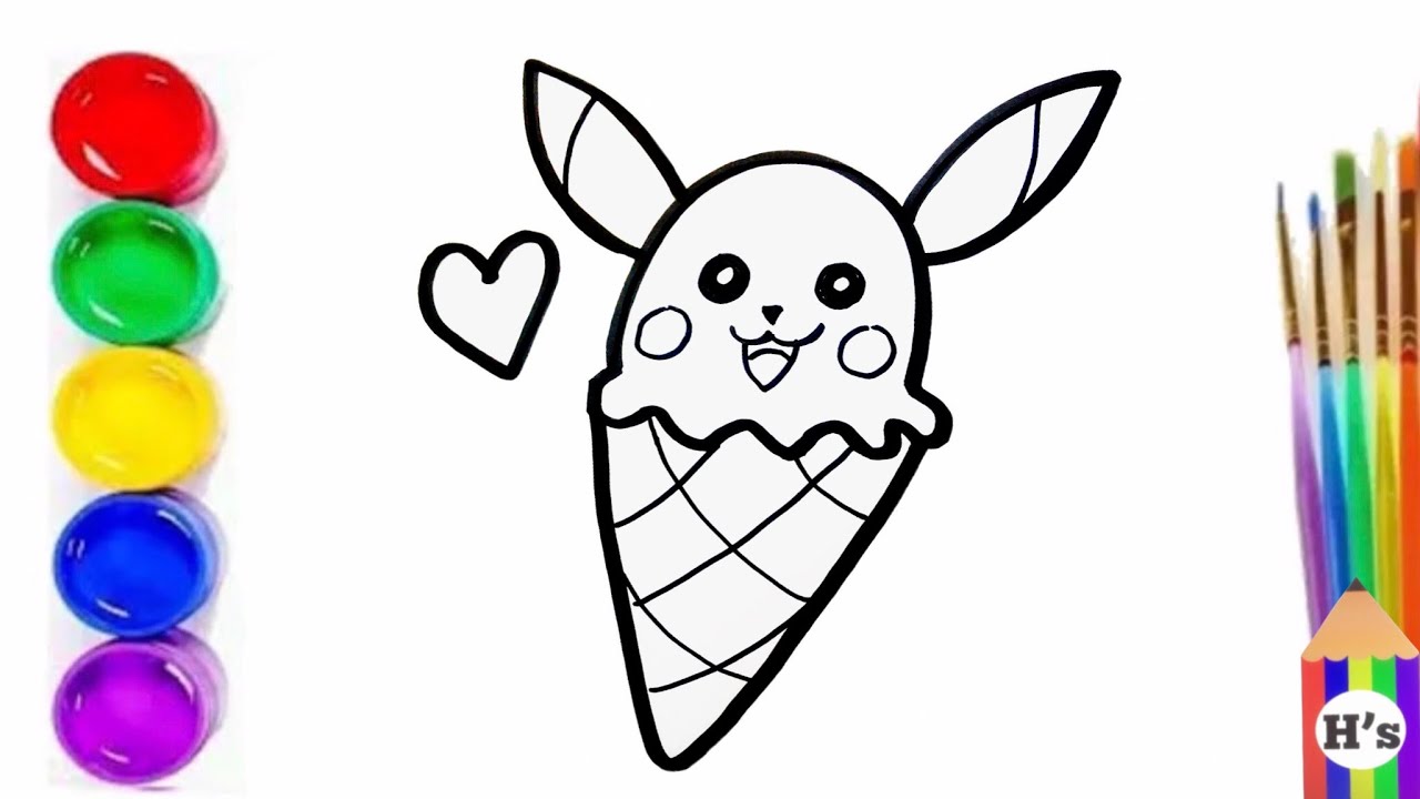 How To Draw a Cute Pikachu Ice Cream Cone | Pokemon | Easy Drawing Step ...