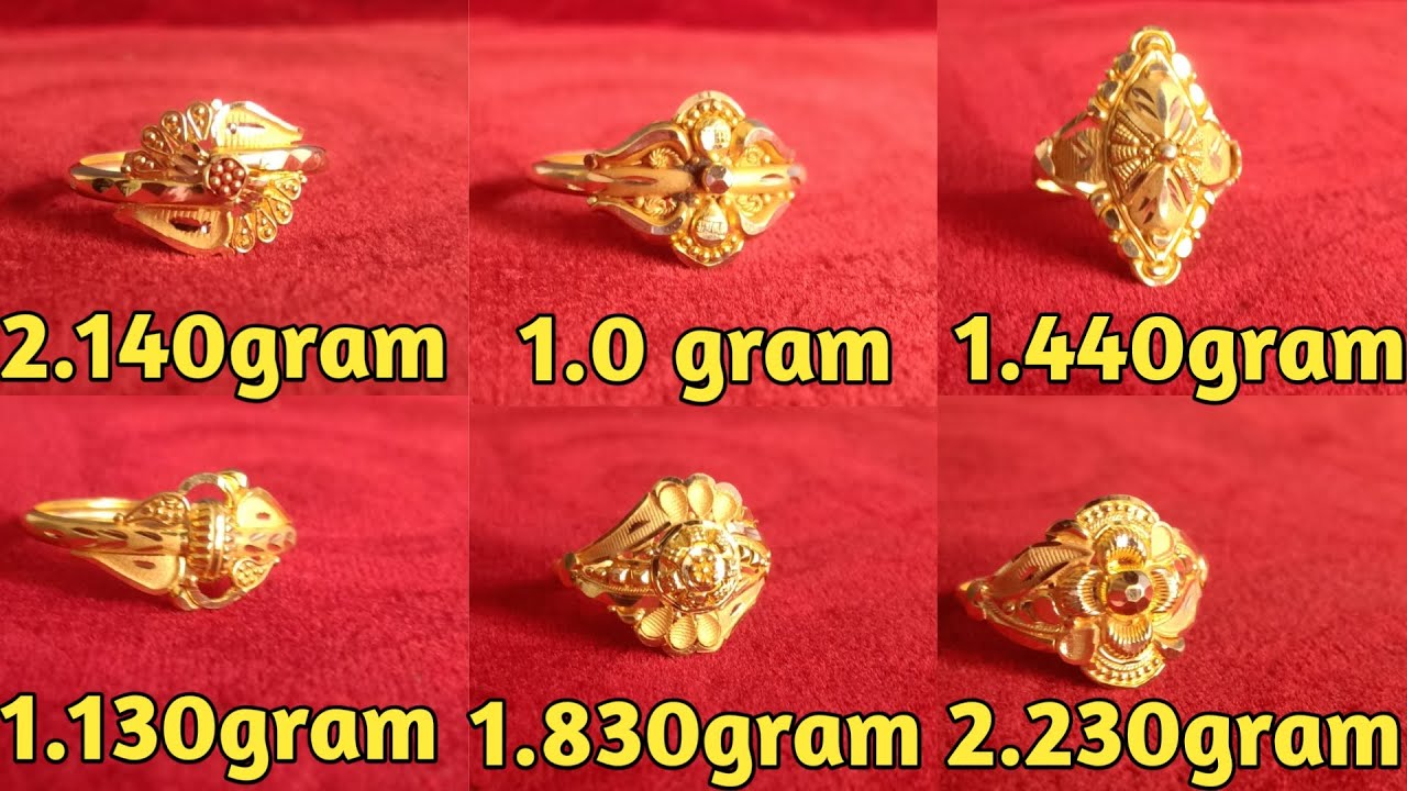 18k Gold Ring design for girls latest || Light weight Gold Anguthi ...