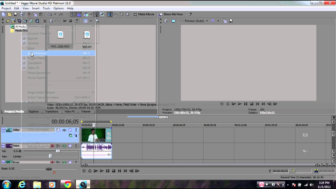 How to get the playback screen or video preivew back on Sony Vegas ...