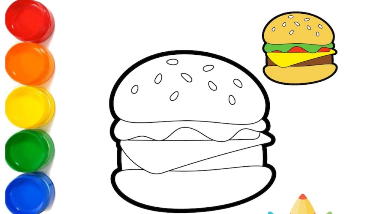 Easy Burger Drawing step by step | How to Draw Burger for kids | Easy ...