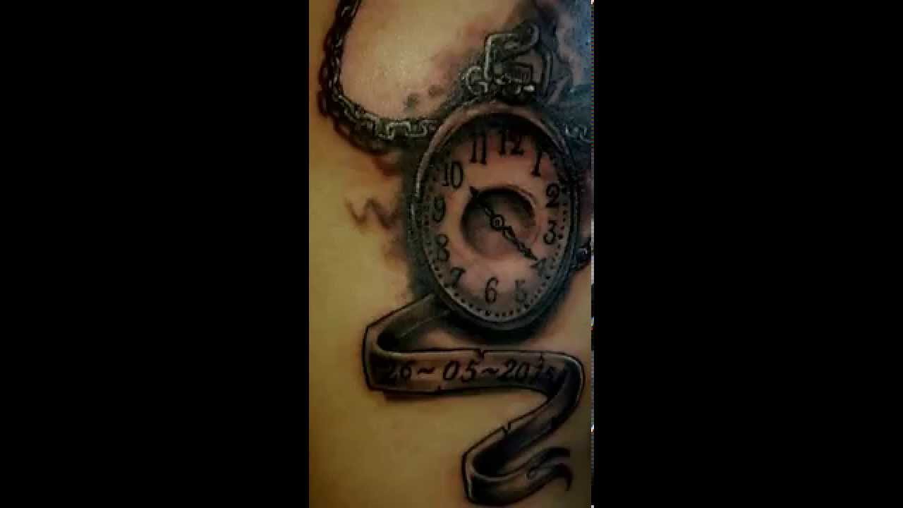 Tatuaje reloj y rosa .Tegua Tattoo - YouTube