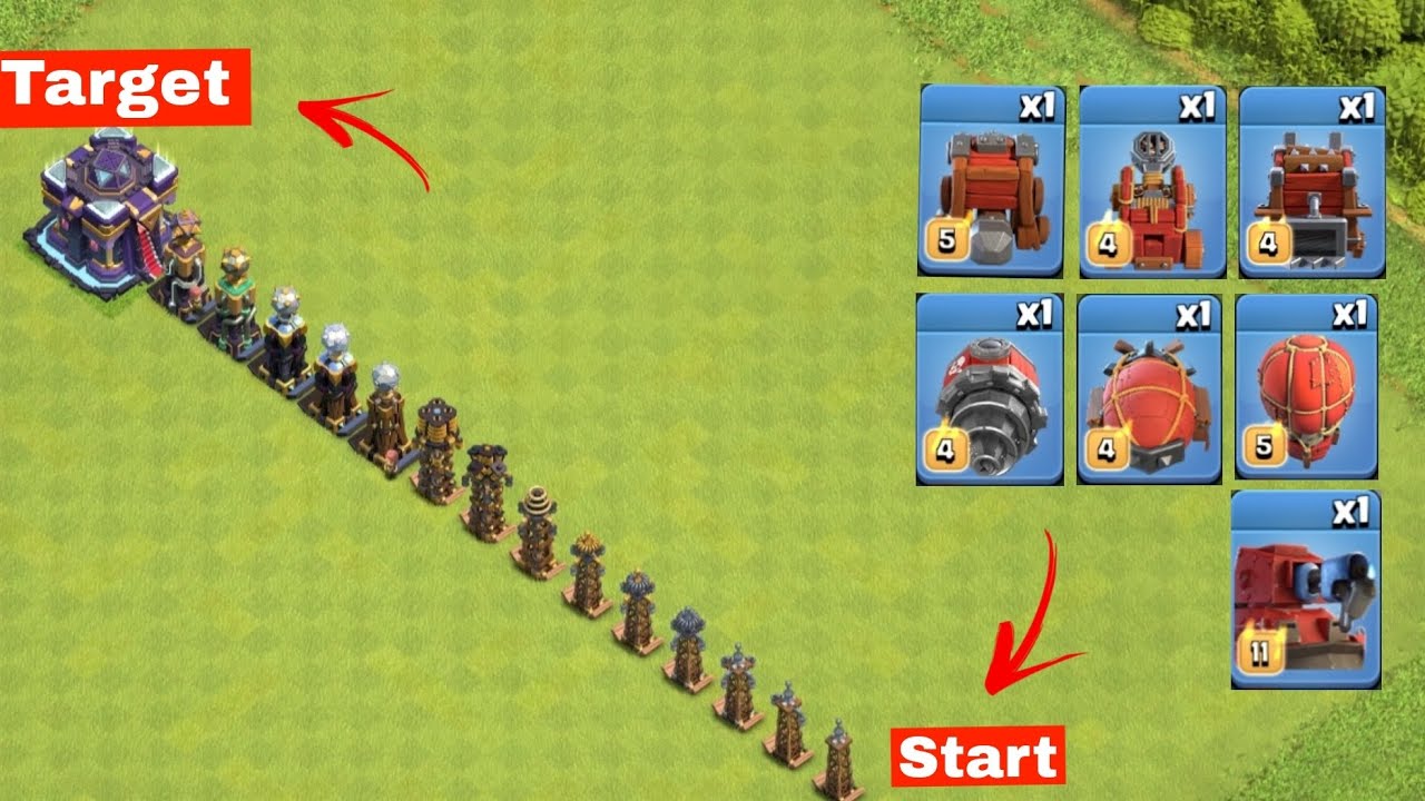 Every Siege Machine Vs Level 1 To 14 Hidden Tesla Clash Of Clans - YouTube